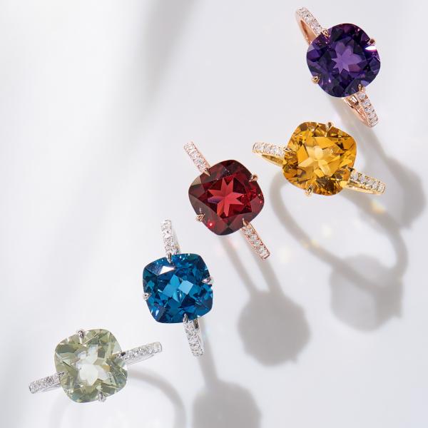 K18 カラーストーン・ダイヤ リング ジュエリー アクセサリー ゴールド製 ディノス dinos 人気 おしゃれ 30代 40代 50代 60代 レディースブリリアントな華やぎ色をクールなスクエアフォルムでスタイリッシュに纏う奥深い煌めき...