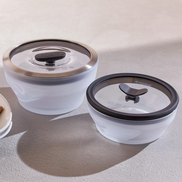 マイヤー 耐熱ガラスディッシュAnyday（エニデイ）16・14cmディノス特別セット キッチンツール 電子レンジ調理器具 ディノス dinos 人気 おしゃれフロスト加工をした美しいガラス製で、電子レンジ調理後はそのまま食卓に。残ったらガ...