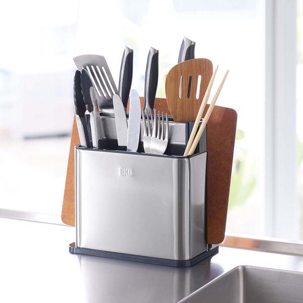 EKO カトラリーラック ツール＆ナイフ・まな板スタンド  包丁・まな板収納 水切りかご ラック シンク周り用品 ディノス dinos 人気 おしゃれ4in1マルチ収納システムで調理がもっと快適にEKOキッチンオーガナイザーは3分割収納に加...