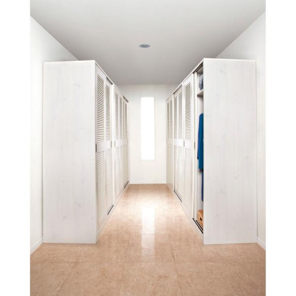 通気性の良い 引き戸ルーバーワードローブ 幅90cm 衣類収納 ワードローブ クローゼット ディノス dinos 人気 おしゃれまるで作り付け家具のような大容量引き戸クローゼット●お部屋に大容量の衣類収納空間を作り出す、ルーバー引き戸クロー...