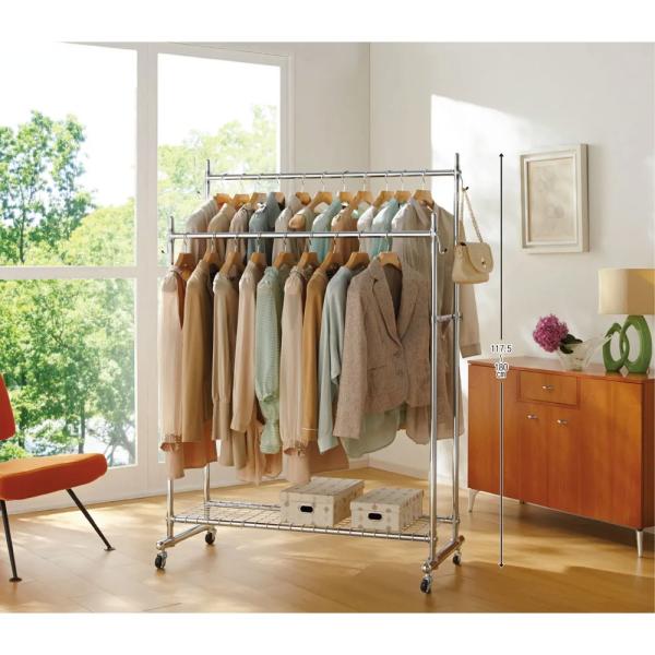 【シリーズ累計100000台突破！】プロ仕様 頑丈ハンガーラック ダブルタイプ・幅120cm 衣類収納 ハンガーラック パイプハンガー ディノス dinos 人気 おしゃれハンガーでもう失敗したくないという方におすすめのロングセラー商品●デ...