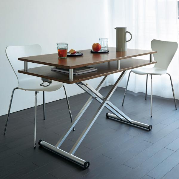 棚付き昇降式テーブル 幅102（天板90）cm テーブル 昇降式 リフティングテーブル ディノス dinos 人気 おしゃれサッとしまえる棚付きリフトテーブルで天板すっきり！！リモコンや雑誌、ノートパソコンなどリビング周りのアイテムが収納で...