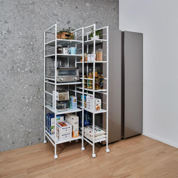 幅が伸縮するすき間ラック ワイドタイプ 幅27.5cm-42.5cm奥行59.5cm高さ180cm トイレ 洗面所 ランドリー収納 洗面所収納 隙間収納 ディノス dinos 人気 おしゃれキッチンの無駄なスキマを充実の収納スペースに◆シン...