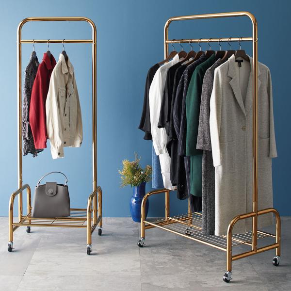 Erwin/エルヴィン ゴールドハンガー 幅91cm 衣類収納 コートハンガー コート掛け ディノス dinos 人気 おしゃれ一流ホテルを思わせるリッチなたたずまいのシングルハンガー◆ゴールドカラーと太めのパイプで、シンプルデザインながら...