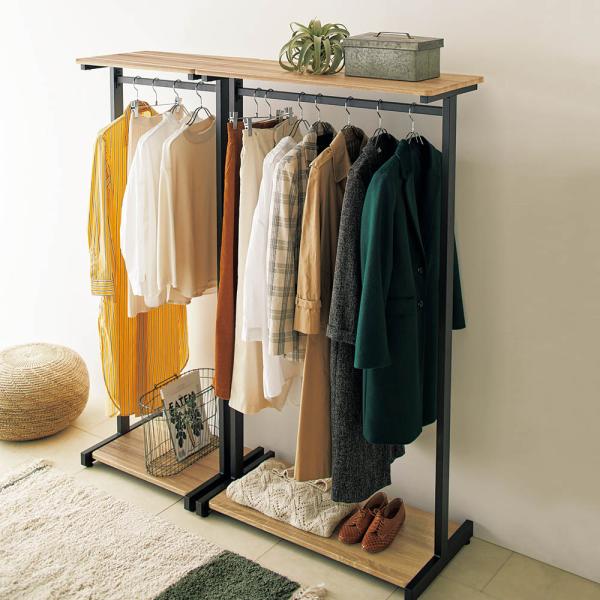 ワードローブ HS Brooklyn/エイチエスブルックリン 上下棚付頑丈ハンガー シングル 幅90 衣類収納 ハンガーラック パイプハンガー ディノス dinos 人気 おしゃれインダストリアルデザインが印象的今人気のインダストリアルデザ...