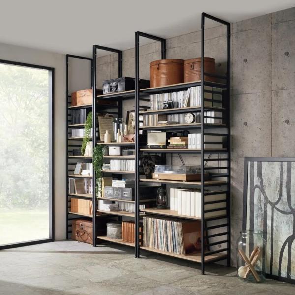 ブルックリンテイスト頑丈突っ張りラック 幅60cm奥行43cm高さ218-250cm 本棚 ラック シェルフ 突っ張り収納 ディノス dinos 人気 おしゃれ重厚な見た目と確かな頑丈設計ブラックスチールとウッドの組み合わせがモダンな人気の...