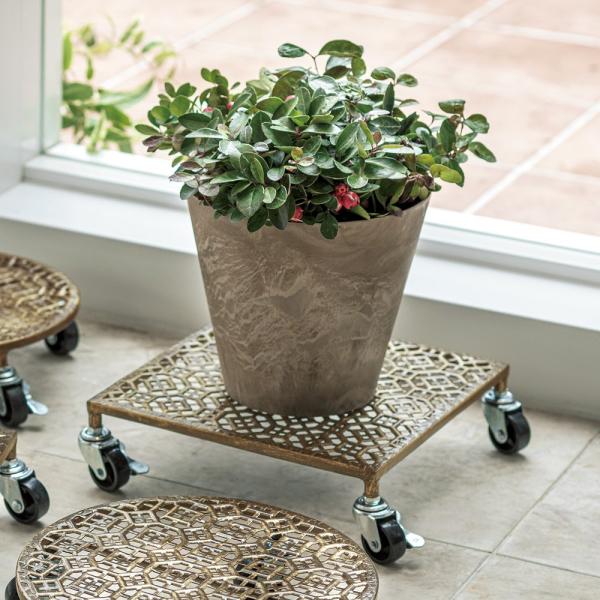 エレガントキャスター付き鉢台・角2個組 フラワースタンド プランタースタンド 花台 ディノス dinos 人気 おしゃれ