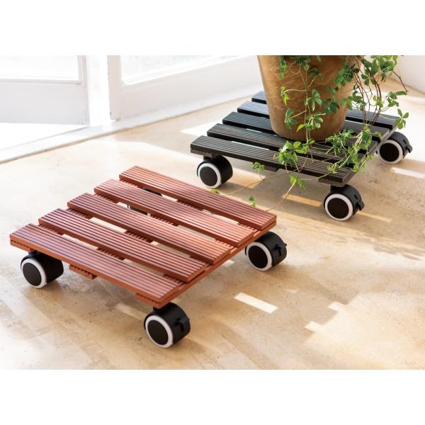 人工木キャスター付き鉢台 同色2個組 フラワースタンド プランタースタンド 花台 ディノス dinos 人気 おしゃれ