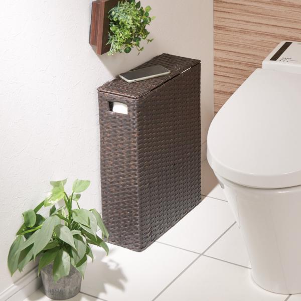 ラタン調トイレットペーパーボックス スリムタイプ トイレ 洗面所 ランドリー収納 トイレ収納 ラック ディノス dinos 人気 おしゃれトイレットペーパーをスリムに収納●スリムタイプ、ワイドタイプどちらも12ロール収納できます。●奥行わず...