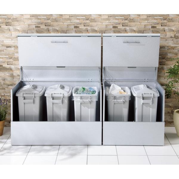 大きく開くガルバ製ゴミ保管庫 幅69奥行55cm ペール2個付き 保管庫 ディノス dinos 人気 おしゃれ玄関先や勝手口に、スタイリッシュな屋外ダストボックスゴミの分別が進んだ地域では、ゴミの収集待ちも頭の痛い問題。なかなかめぐってこな...