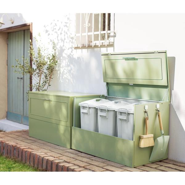 欧風ダストボックス〈セージグリーン〉奥行56cm ペール3個付き 保管庫 ディノス dinos 人気 おしゃれ◎植物が映えるセージグリーン◎・草花を美しくみせるために、英国園芸研究家の吉谷桂子さんがこだわってセレクトしたカラー。・植物となじ...