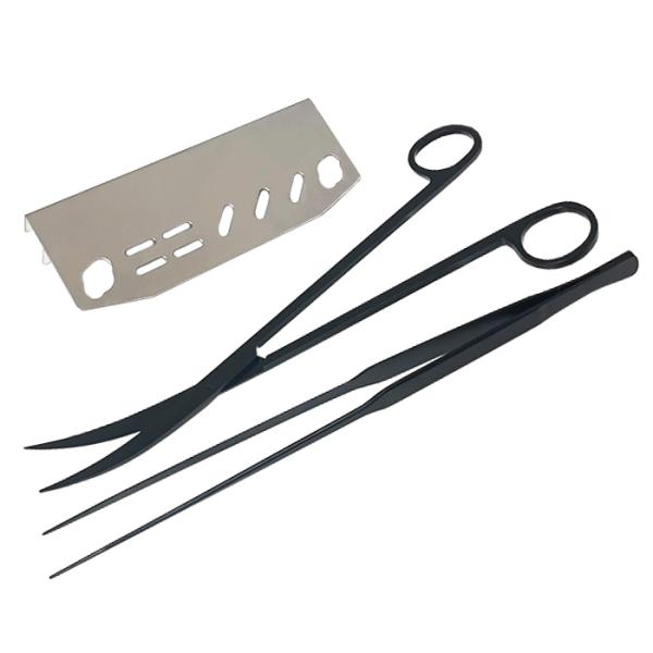 【水草レイアウト3点セット】水草メンテナンス ツールセット面倒な水草のお手入れと収納を解決！25cmストレートピンセット・25cmカーブハサミ・専用スタンドの3点セット。水槽メンテナンスをより快適に、スマートにする専用キットです。■特長・2...