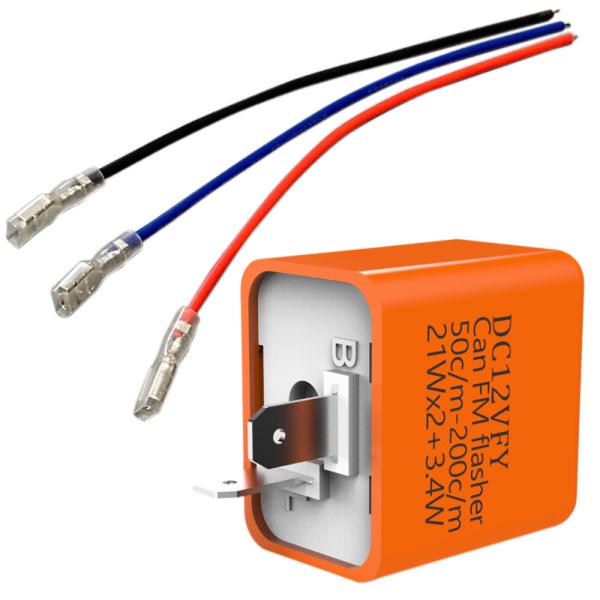 バイクウインカーのLED化に最適、バイク用12V 2ピン 汎用 ウインカーリレーウインカーをLEDに交換すると発生する、ハイフラッシャー現象を防止する、速度調整機能付きウインカーリレー12V2ピン純正リレー車（「B」「L」の端子）にご使用い...
