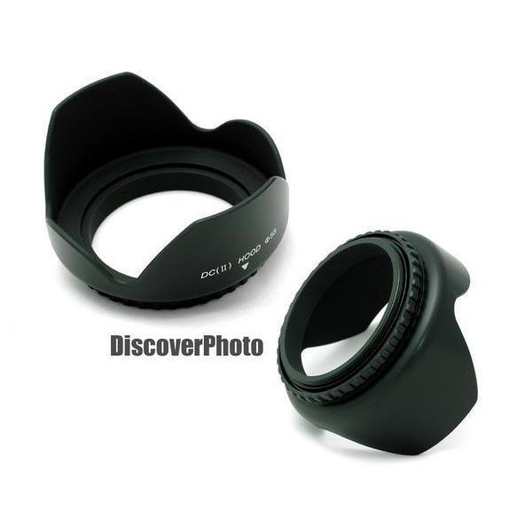 49mm 52mm 58mmの3種からどれかお1つのサイズをお選びください。販売は1個です。サイズはフィルターサイズと同じです。スクリュータイプですのでフィルターが付くほぼ全てのレンズに装着が可能です。スクリューにリングが付いておりフード花...