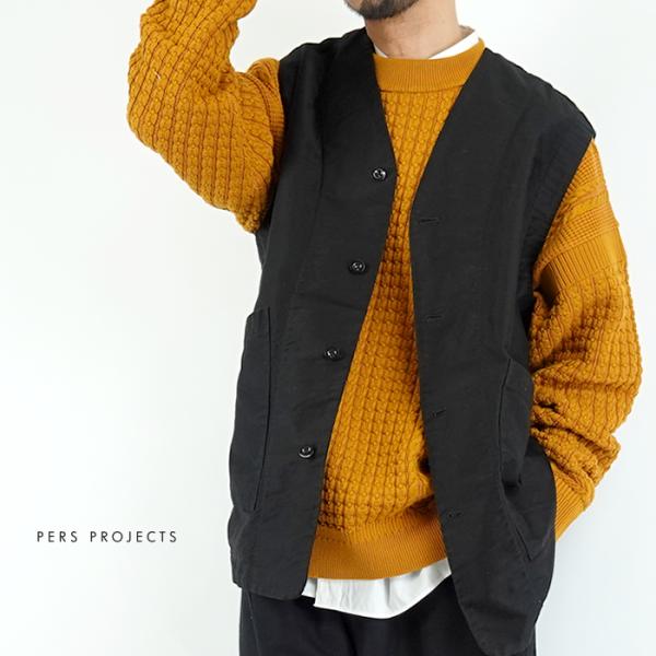 PERS PROJECTS/パースプロジェクトNO.23FW-06091SCMIT Mid Vest/シュミットミッドベスト販売価格 20,790円(税込)【素材】コットン100%【生産国】日本製【サイズ】２：肩幅46.5cm　身幅59cm...