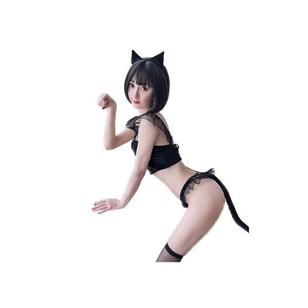 【セット内容】トップ＋かわいい尻尾付きTバック＋カチューシャ＋網ストッキングの4点セットです。※網ストッキングは画像と異なる場合が御座いますのでご了承願います。【サイズ】伸縮性あります。上丈：22cm、バスト：64cm、ウェスト：64cm、...