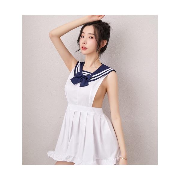 【セクシーと可愛さ】ワンピースの一体性とエプロンっぽさを兼ね備えおり、セーラー服仕立てで可愛さとセクシー感が溢れるコスチュームとなっております。短いスカートはぴったりフィットしたデザインです。【オススメシーン】ハロウィン仮装パーティー 、自...
