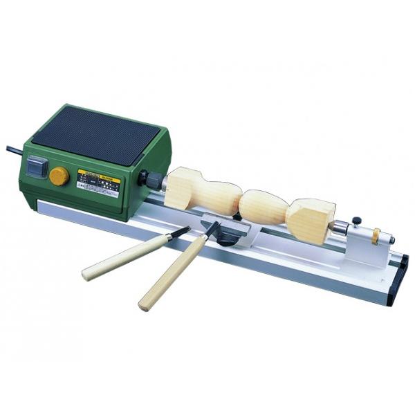 ■特徴 6種類のコレットが付属し、主軸貫通穴も装備、幅広い小径丸棒材等の加工が可能です。  ■用途 木材のこまかな旋盤加工に。  ■仕様 最大加工材寸法:丸材φ50mm、角材40mm×40mm、長さ220mm  ■付属品 コレット6種類(φ...