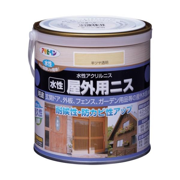 ●水性木部塗料が塗装された木材に上塗りすることで、半ツヤありに仕上がります。 ●木材に塗装することで、木材の変色を防いだり、木材の耐久性が向上します。 ●水性なのでニオイが少なく、取扱いが簡単です。 ●用途:玄関ドア、外板、フェンス、ガーデ...