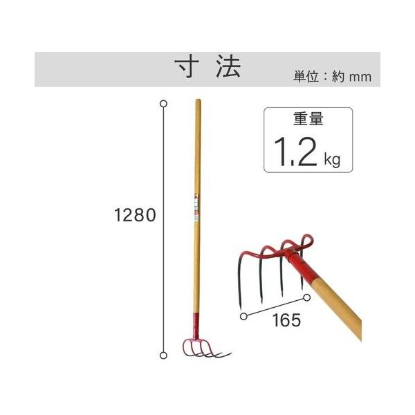 ■特徴 頭部（爪部）はワンピース製（無溶接一体加工）を採用し、炭素鋼Ｓ70Ｃ相当を使用し、焼入れ（強度が上がる、摩耗に強くなる)・焼戻し(弾力性が上がる)の熱処理を行っています。  ■用途 じゃがいもの収穫作業。  ■仕様 全長1280mm...