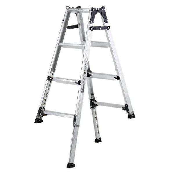 商品画像はイメージ画像です。実際とは異なる場合がございます。 幅広踏ざんで軽量な伸縮脚付はしご兼用脚立 操作しやすい伸縮操作レバー(6mmピッチ)。 昇降しやすい幅広踏ざん(60mm)。 交換しやすいボルト式支柱端具。 ○天板高さ(m):1...