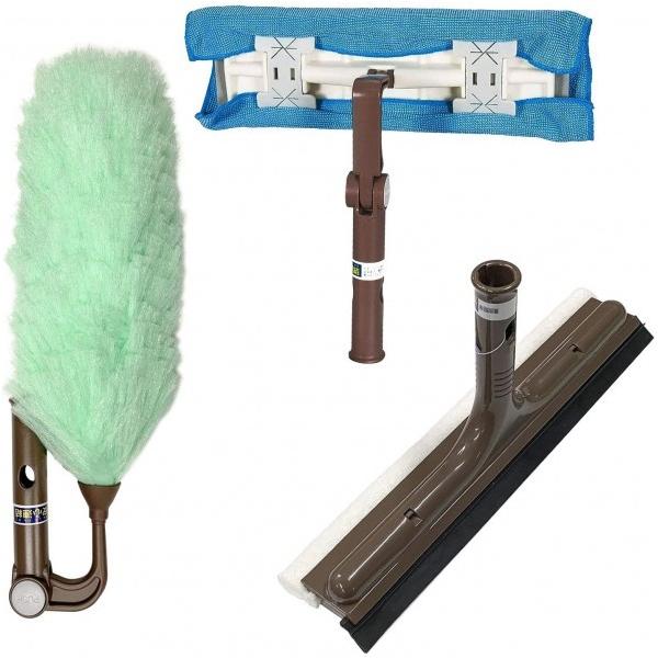 付け替え用 ヘッド アズマ工業製「アルミ伸縮柄・つなぎ柄セット」に取り付けて使用する、掃除ヘッド3点セット。 セット内容:ガラスワイパージャンボ LL643、エレキャッチ自在 LL462、高所ワイパー LL596 サイズ(約)ガラスワイパー...