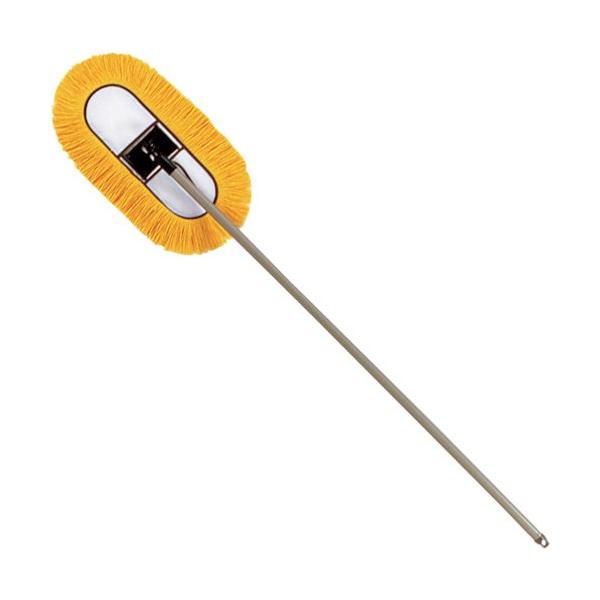 ■特徴 軽く拭くだけでホコリをキャッチ。  ■用途 ホコリ取り  ■材質 ヘッド部：スチール 柄：樹脂被覆鋼管 モップ糸：ポリエステル40％・レーヨン30％・アクリル30％    【入数】 1点 413011700