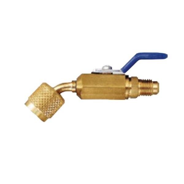 商品画像はイメージ画像です。実際とは異なる場合がございます。 ■特徴 ４５°が手にフィット。作業性向上。  ■用途 冷媒放出防止。  ■材質 本体：真鍮 ハンドル：鋼板 ハンドルカバー：樹脂 パッキン：樹脂   【サイズ】 1/4 メス×オ...