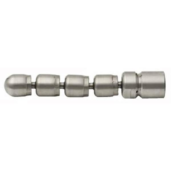 ■特徴 ３６０°曲がります。　 Ｍ型より全長が長く径が小さいため、細い管径の洗浄に適しています。  ■用途 高圧洗浄機の1/4　洗管ホース用ノズル。  ■仕様 適応洗管ホース：高圧洗浄機21/80GS、21/90G・GP、21/100GSの...