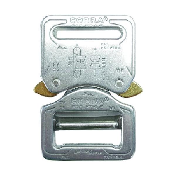 ■特徴 プロスペックの強力なバックルです。 ワンタッチでロックでき、ワンタッチで解除できます。 過酷な環境下でも性能を発揮できます。  ■用途 ハーネスなどの締め付け用。  ■仕様 欧州規格(EN358)取得 破断荷重：9kN  ■材質 本...