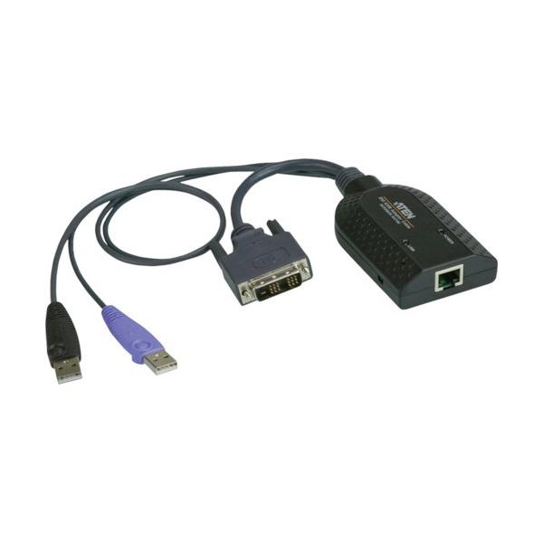 ■特徴 DVI-D出力に対応し、ターゲットコンピューターを接続するためのUSBインターフェースを搭載して、バーチャルメディアおよびCACに対応しています。  ■用途 ATEN製品のカテゴリケーブルを用。いたKVMスイッチ専用。コンピューター...