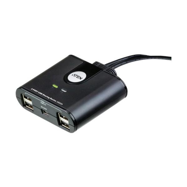 ■特徴 USBポートを4ポート搭載です。 2台のコンピューターで4台のUSBデバイスを共有 - USBキーボードやマウス、周辺機器を共有可能です。 リモコンでポート選択できるため、製品本体は離れたところに置くことが可能です。 USB 2.0...