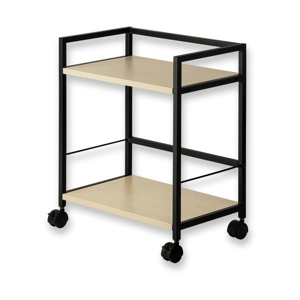 ■特長 デスクの下にも入る高さの小回りが利くワゴンです。  ■仕様 間口(mm):420 奥行(mm):260 高さ(mm):500 色:ブラック/木目 キャスター径(mm):40 耐荷重(kg/段):【天板】各10 段数(段):2 ■付属...