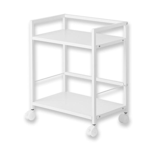 ■特長 デスクの下にも入る高さの小回りが利くワゴンです。  ■仕様 間口(mm):420 奥行(mm):260 高さ(mm):500 色:ホワイト キャスター径(mm):40 耐荷重(kg/段):【天板】各10 段数(段):2 ■付属品 取...
