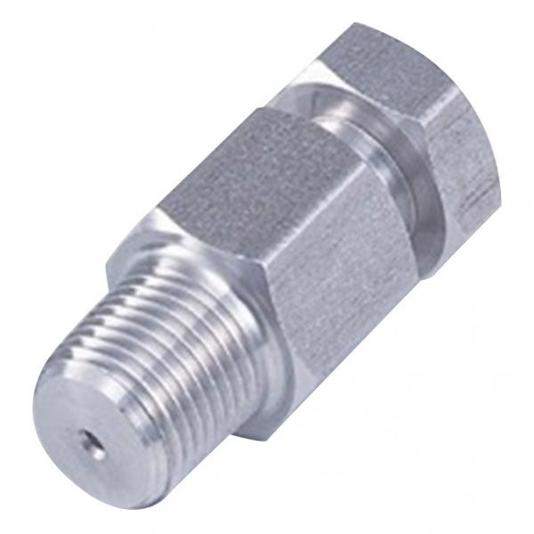 ■特徴 ●φ1.0mm用の熱電対センサーに取り付けられます。 ●挿入長は締め付け位置により任意に固定できます。  ■仕様 ●対応センサー径：φ1.0mm ●材質：ステンレス（SUS304） ●取り付けネジサイズ：R（PT）1/8    【入...