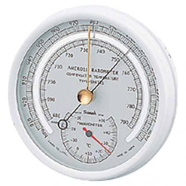 特徴: ●温度補償機能付きの高精度な気圧計です。 仕様: ●サイズ(mm):Φ135×45 ●目盛範囲(hPa):905〜1055 ●最小目盛:1hPa ●精度:±2hPa以内 ●温度差による誤差:3hPa以内/0〜30℃ ●重量:345g...