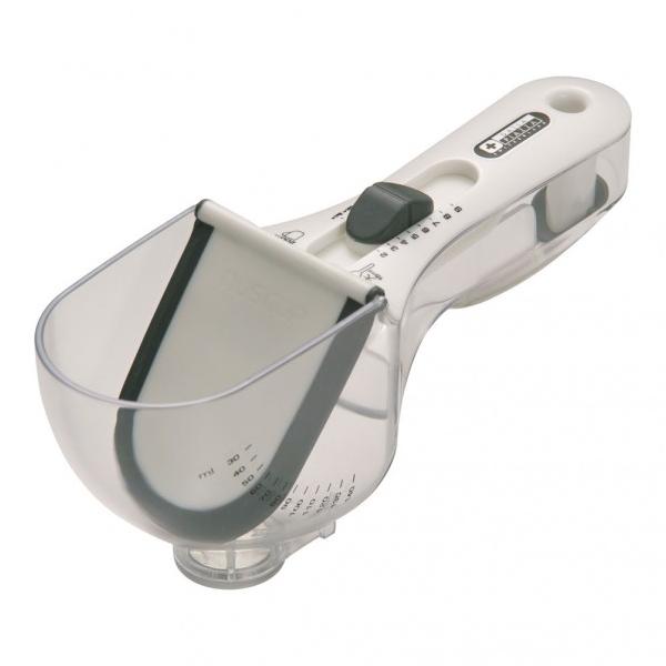 ■特徴 ●取手のレバーで容量を調節でき、粉末・液体のどちらでも計量できます。 ●ワンタッチで分解できますので、丸洗い・食器洗浄機（75℃以下）での洗浄が可能です。 ●冷蔵庫等に貼り付ける事のできるマグネット付きです。  ■仕様 ●材質：本体...