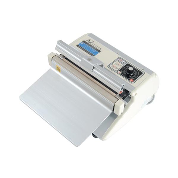 卓上シーラー溶着専用タイプAZ-200Sシール長200×幅5  ■特徴 両手で袋を持ったまま、軽くテーブルを押し下げるだけでシールが可能です。 特殊機構採用のため、従来品よりも強力な加圧が得られます。 アルミ製テーブル採用の耐久性に優れたシ...