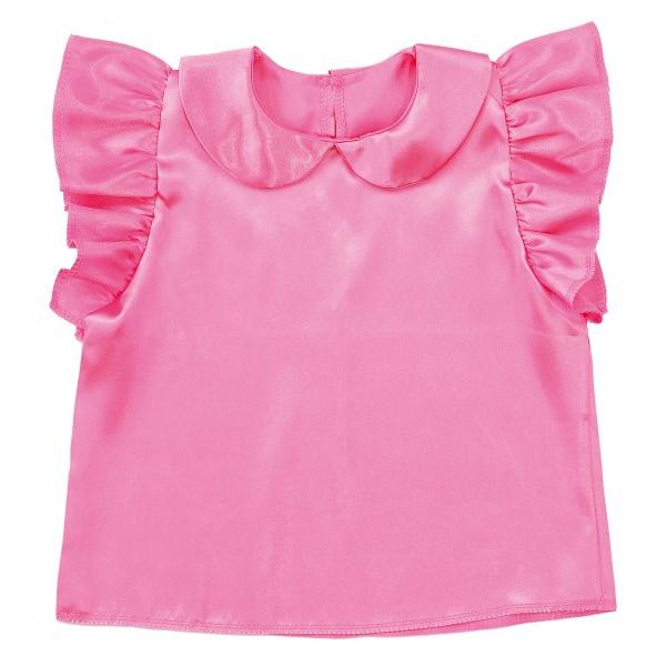 丸襟と背面ボタンがついたフリフリシャツ！  ●製造国:ベトナム  【重量】 45 【入数】 1枚 18323