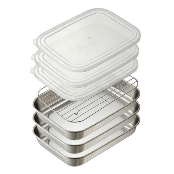 料理の下ごしらえに便利な蓋付きのバットです。 揚げ物の衣つけや、切った具材を入れるなど料理の下準備に活躍します バットのサイズ 幅26.5×奥行19×高さ4.7cm バットにアミをのせれば天ぷらバットとして油切りに使えます ふた付きなので、...