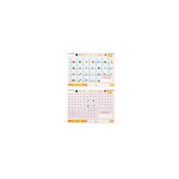 えんぴつ・クレヨンで、直接下敷きに何度でも書いて消せるお勉強下敷き。ひらがな・カタカナ/かけざん/ローマ字・アルファベット　各3種 182×252mm 本体×1 42g 塩ビ PP袋 182×252mm