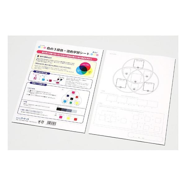 1時間の授業で「三原色」と「混色」を学習できる！混合カードを使って色の三原色の基本や色の構成を簡単に学べる学習シートです。 ※混合カードはセットに含まれません。  【入数】 1個