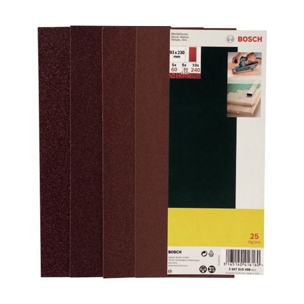 スイス産で安心の高品質サンディングペーパーです。 【用途】軟硬木材、金属のサンディング 【材質】紙、砥粒 【セット内容】サンディングシート25枚(＃60X5枚、＃80X5枚、＃120X5枚、#240X10枚)   【サイズ】 98x235x...