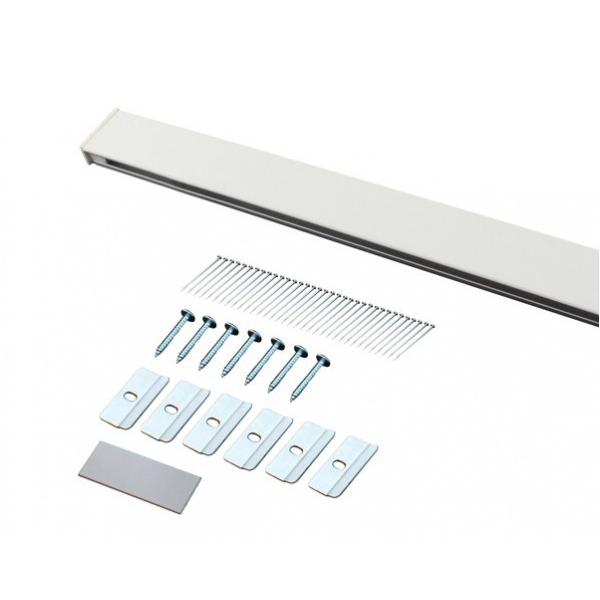 ●つけたいトコロにしっかりカンタン。 ●石こうボード壁に使えるピクチャーレール。 4本のピンを左右外方向に打ち込みます。 ピンが4本なので、上下方向のぐらつき発生を大幅軽減。 ●仮止めピンで位置決めかんたん。 ●ビス用取付金具で木壁などにビ...