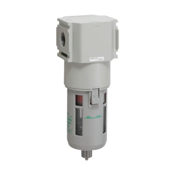 商品画像はイメージ画像です。実際とは異なる場合がございます。 ■特徴 空気配管中のダストや水滴を効率的に除去します。 使用するエレメントは、表面が粗く、内部に行く程細かくなるという、独自の化学繊維構造を採用しています。　目詰まりを大幅に解消...