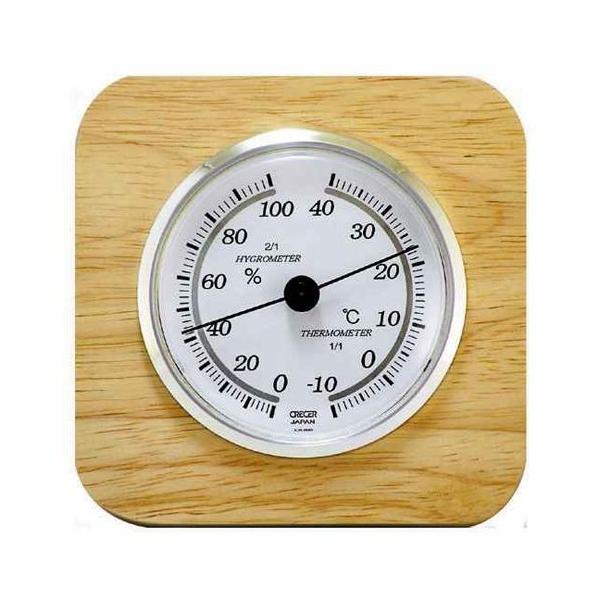 ●天然木のナチュラルなやさしさで周囲に同調します。 ●室内用温度・湿度計。 ●温度・湿度を計測できます。 ●卓上用 ●材質1:天然木(ラバーウッド) ●材質2:ABS樹脂  CR620