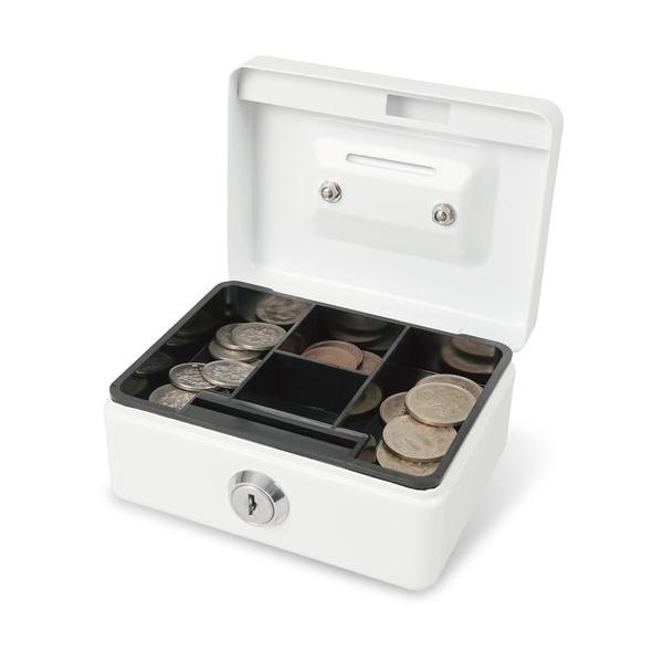■特徴 少量のお金の持ち運びにオススメです。 簡単キーロック付きです。 ■仕様 蓋に硬貨投入口あり ■材質 金属、プラスチック    【容量】 0.2L 【カラー】 ホワイト 【重量】 430G 【入数】 1個 【原産国】 中国製 CB8050W