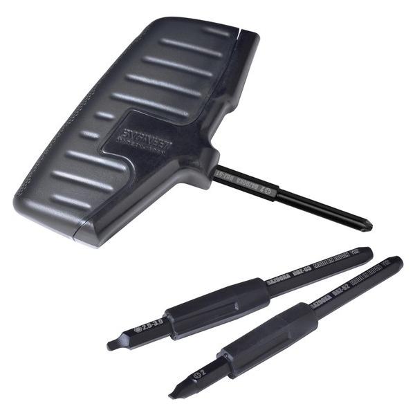 回せなくなった皿ねじやキャップボルトなどを緩めることができるビット交換式ドライバーです。 軽症用ビットは潰れたねじを叩かずに外せます。 重症用ビットは潰れたねじをハンマーで叩いて外せます。 エルゴノミクスデザインを採用したグリップで、ビット...