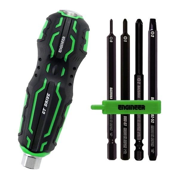 【商品説明】 GTドライヴ(DZ-70)と潰れたプラスネジを外せるネジバズーカ4本組(DBZ-22)のセット。 ■特長 独自の先端形状により、潰れたネジを外せます。 軽症用ビットは潰れたネジを叩かずに外せます。 重症用ビットは潰れたネジをハ...