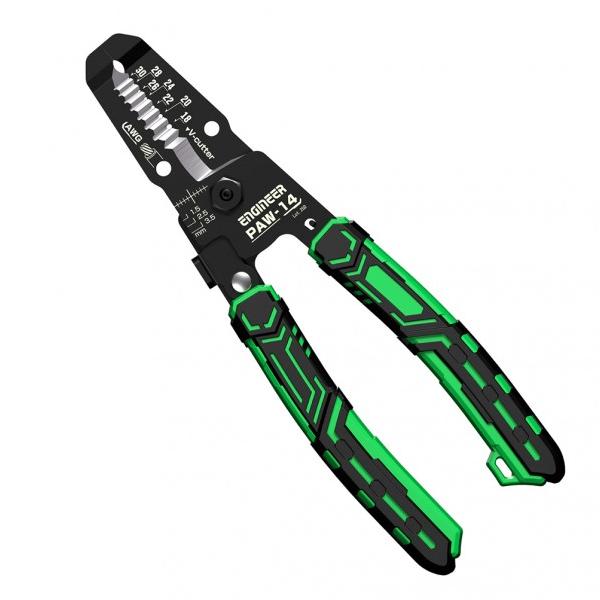 【商品説明】   ●独自の真円設計で芯線が傷つきにくい精密ワイヤーストリッパー。   ●エンジニア独自の真円設計で軽い力で被覆が剥けます。   ●対応していない電線サイズもV-cutterでストリップできます。   ●電線を逃がさずカットで...